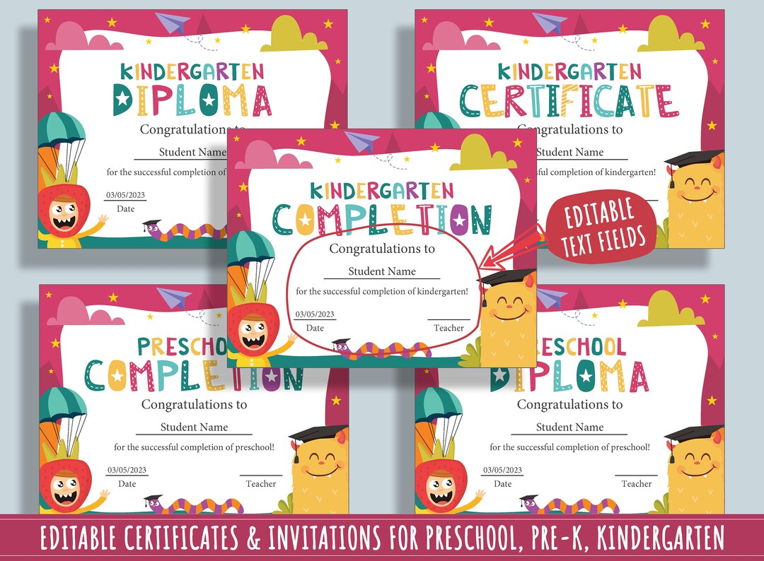 Colorful Pre-k Diploma, Certificate, and Invitation Templates 37 ...
