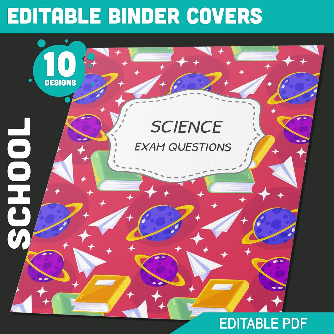 Back to School Binder Cover, 10 Printable & Editable Binder Covers ...