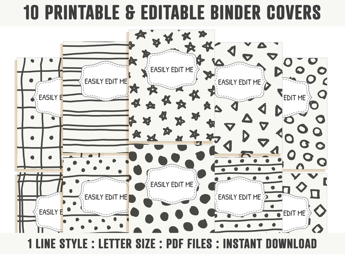 Binder Cover Printable Editable 10 Coversspines Binder - Etsy