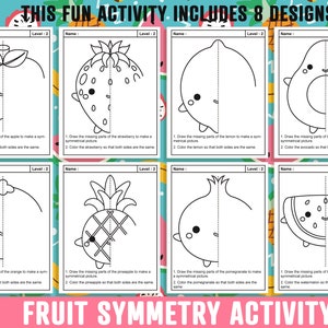 Fruit Symmetry Worksheet, Fruit Theme Lines of Symmetry Activity, 24 ...