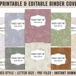 Floral Binder Cover, 10 Printable & Editable Binder Covers+spines ...