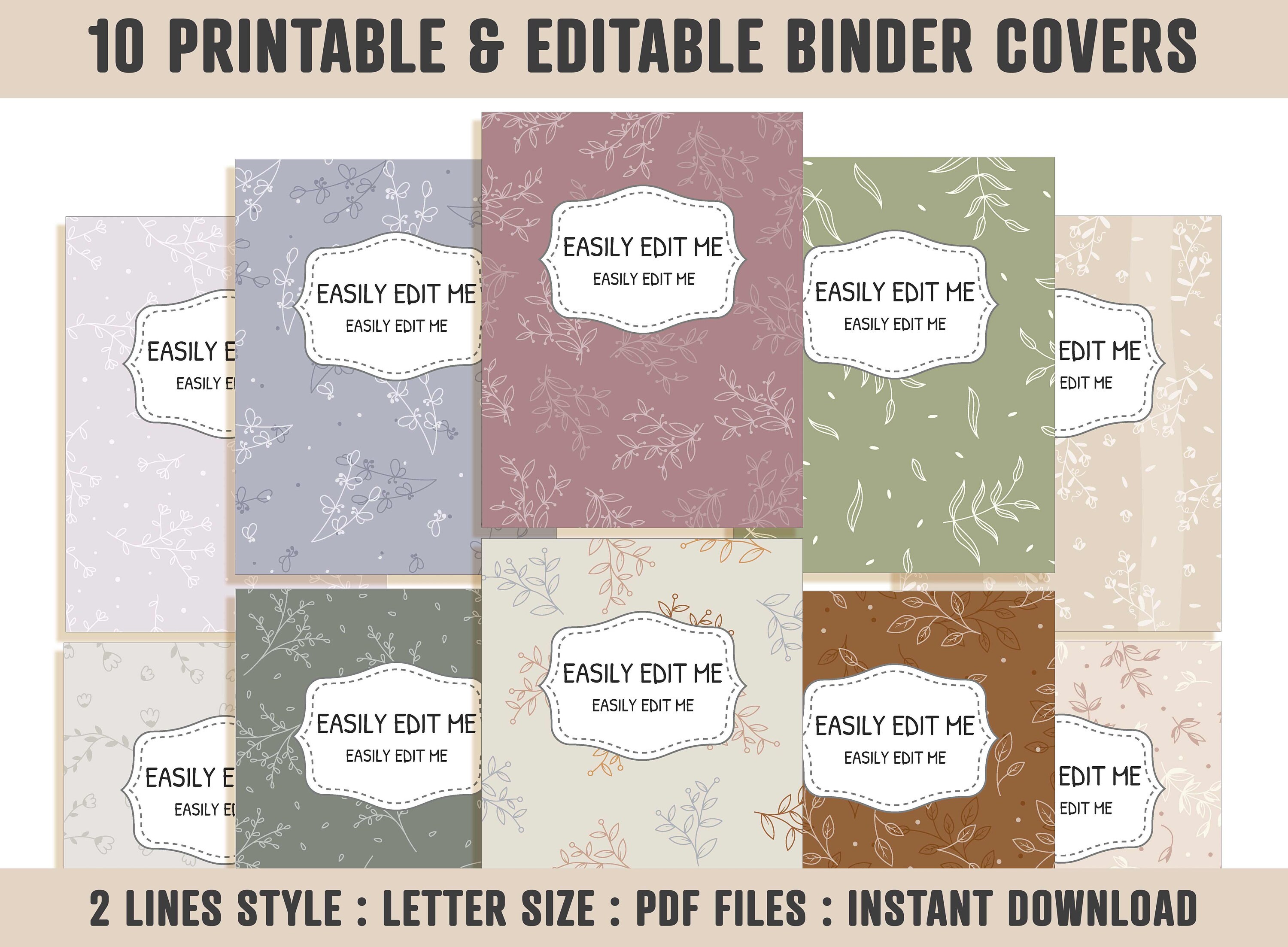 Floral Binder Cover 10 Printable & Editable Binder - Etsy