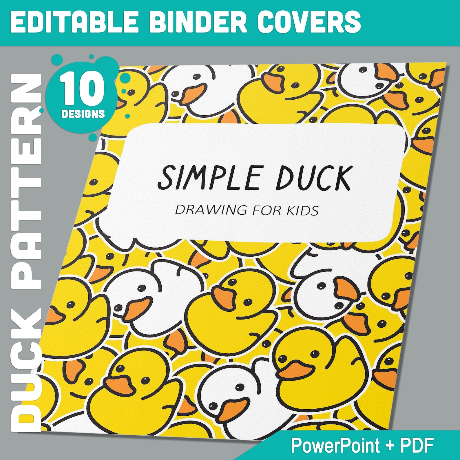 10 Editable Duck Pattern Binder Covers, Includes 1, 1.5, 2 Spines ...