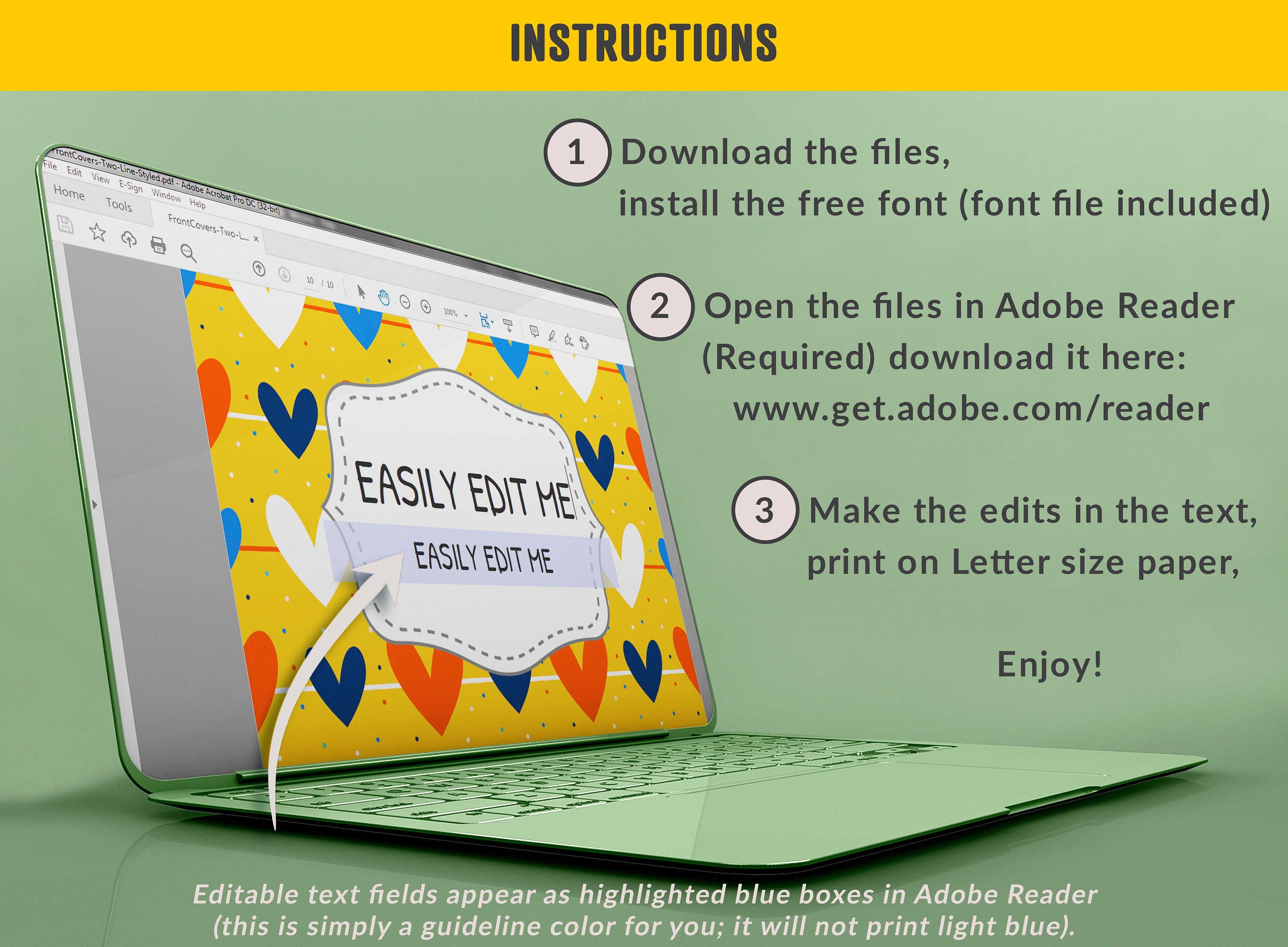 Printable Binder Cover, 10 Editable Coversspines, Binder Inserts ...