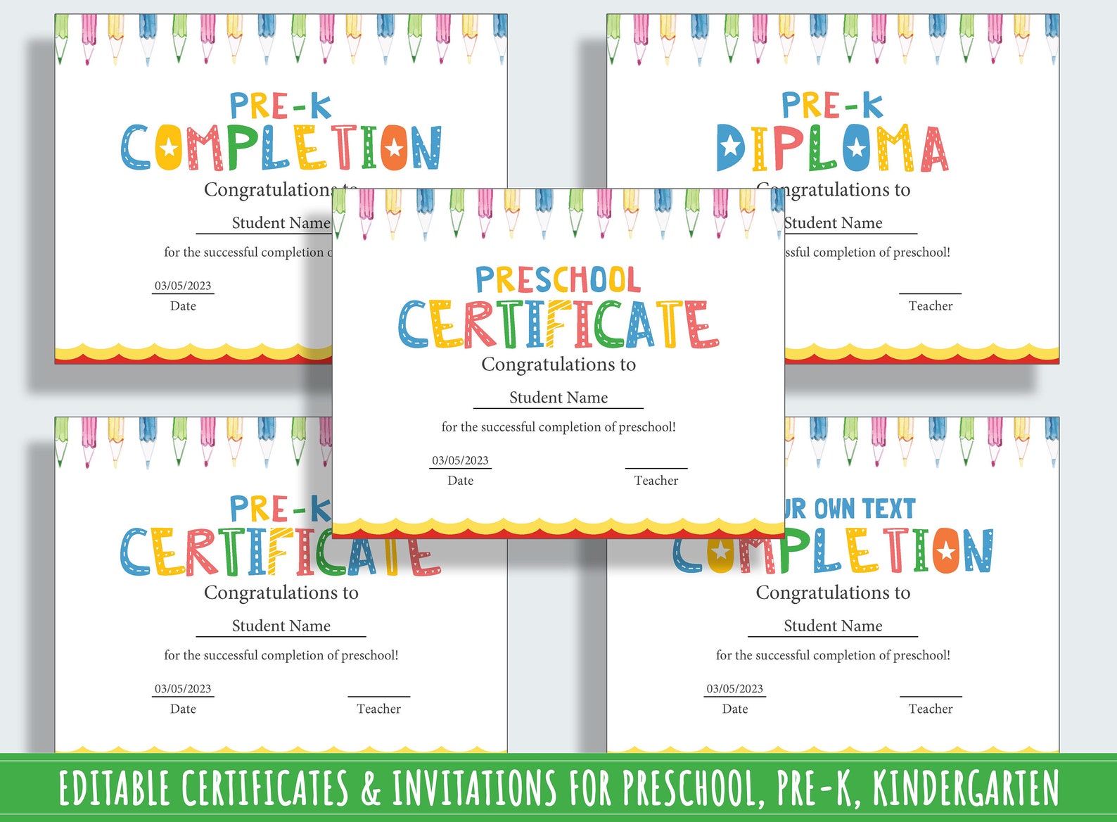Fun and Colorful Certificate and Invitation Collection: 37 Editable ...