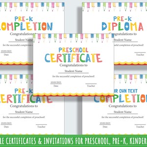 Fun and Colorful Certificate and Invitation Collection: 37 Editable ...