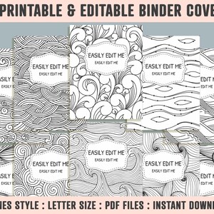 Abstract Wave Binder Cover, 10 Printable & Editable Binder Covers ...