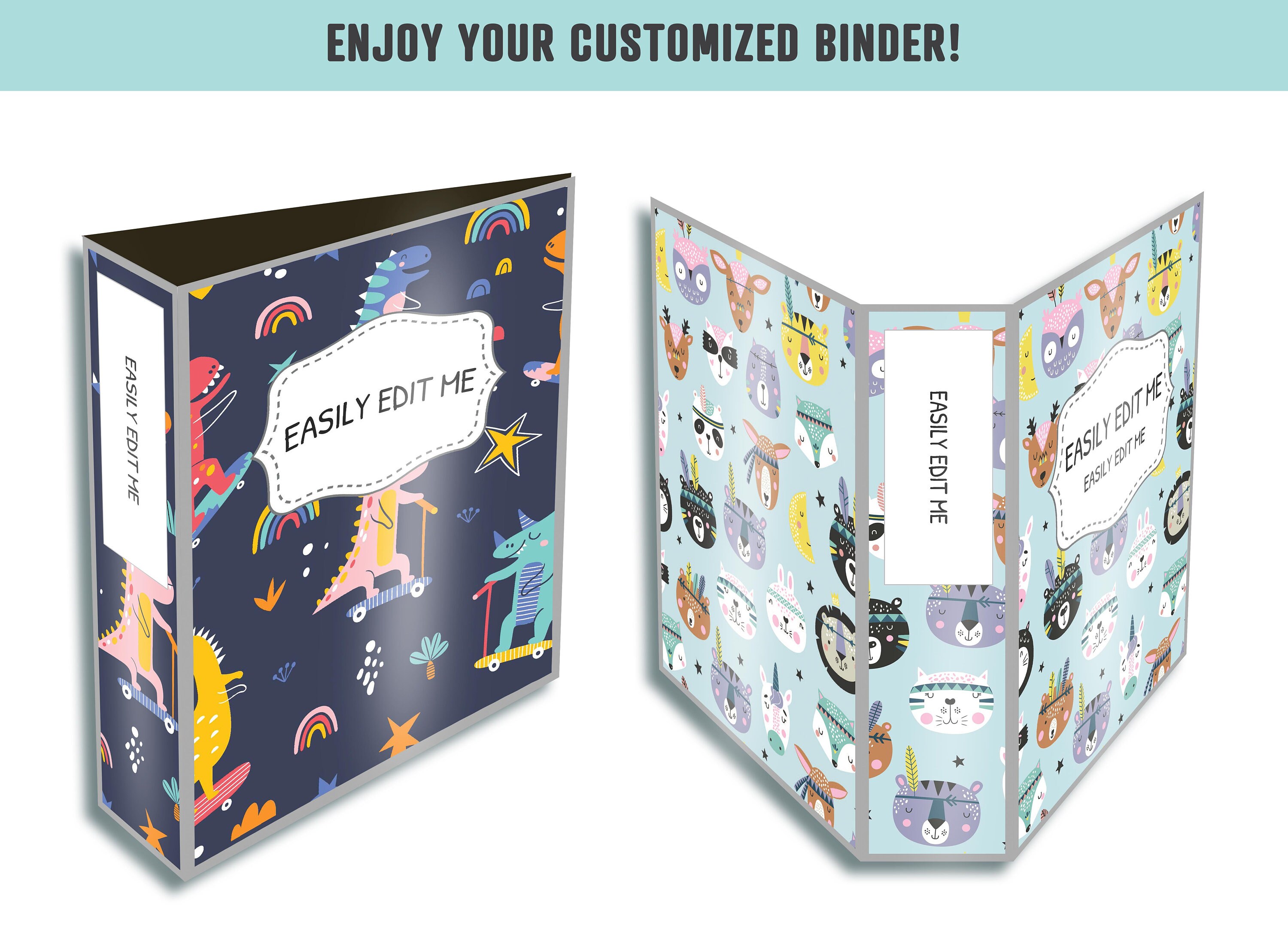 Binder Cover Personalized, 10 Printable/editable Covers Spines, Binder ...