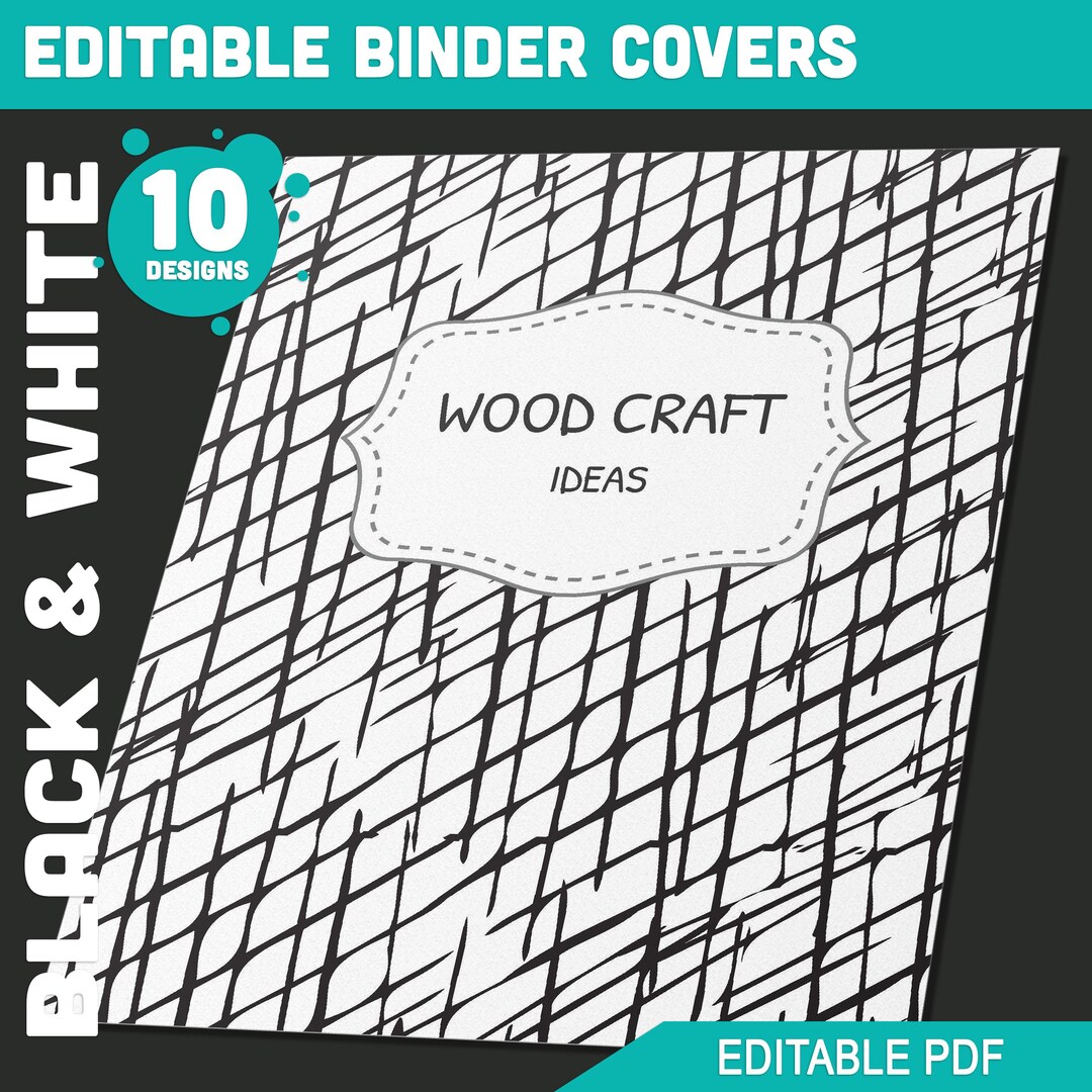 Engraving Hand Drawn Pattern Binder Cover, 10 Printable/editable Binder ...
