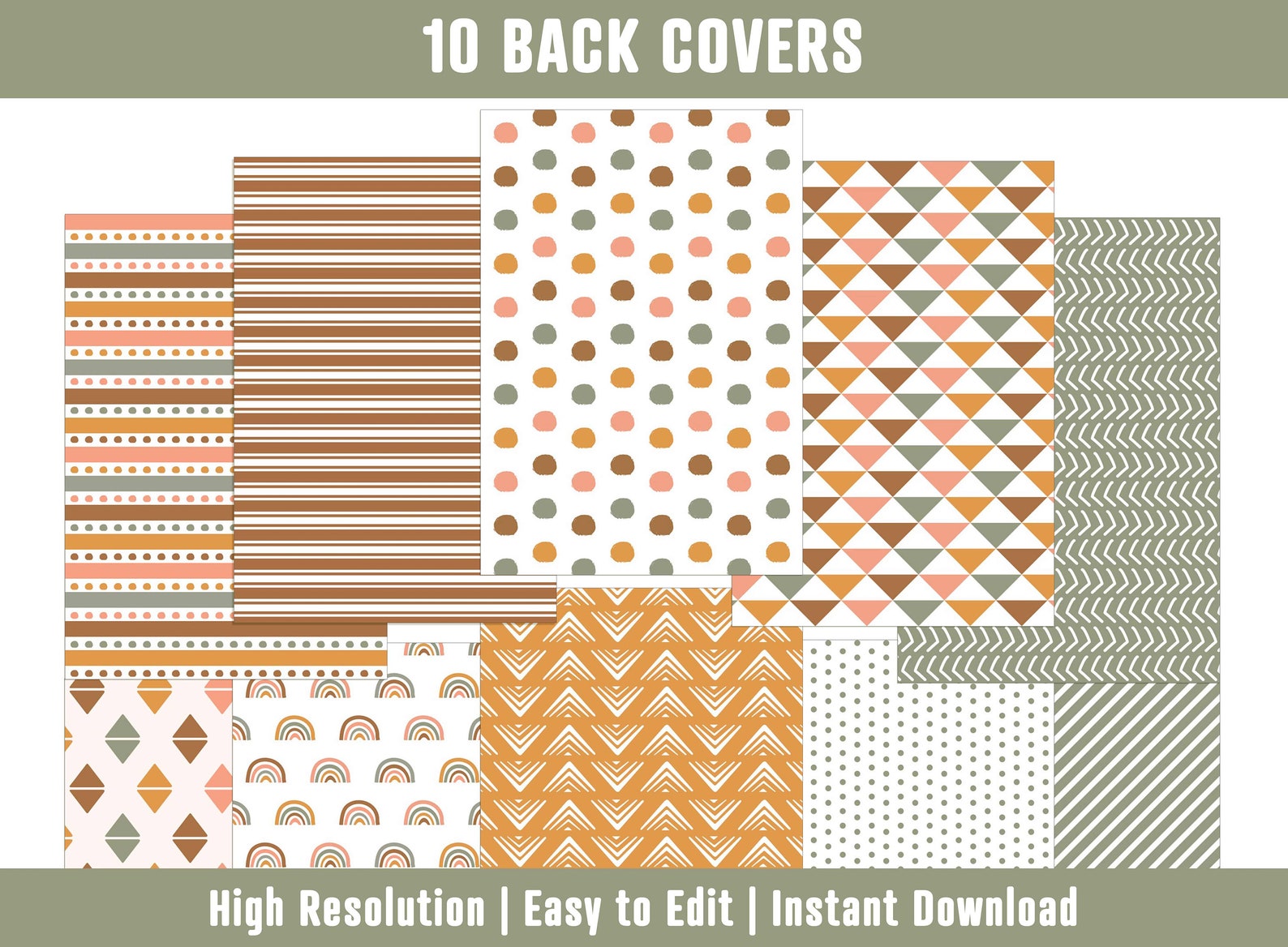 Powerpoint Binder Covers 10 Printable/editable Brown and - Etsy