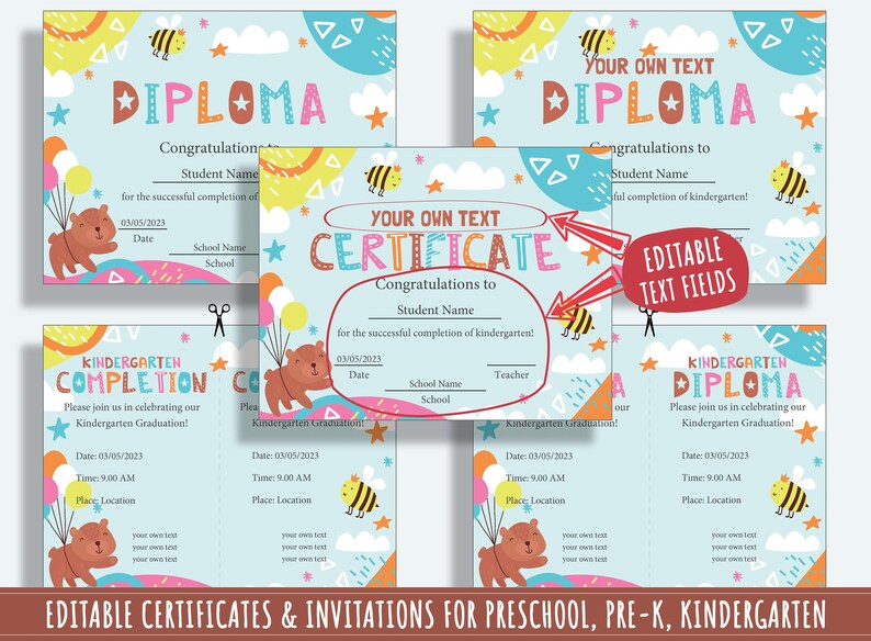 37 Pages of Editable Diploma Certificate and Invitation - Etsy