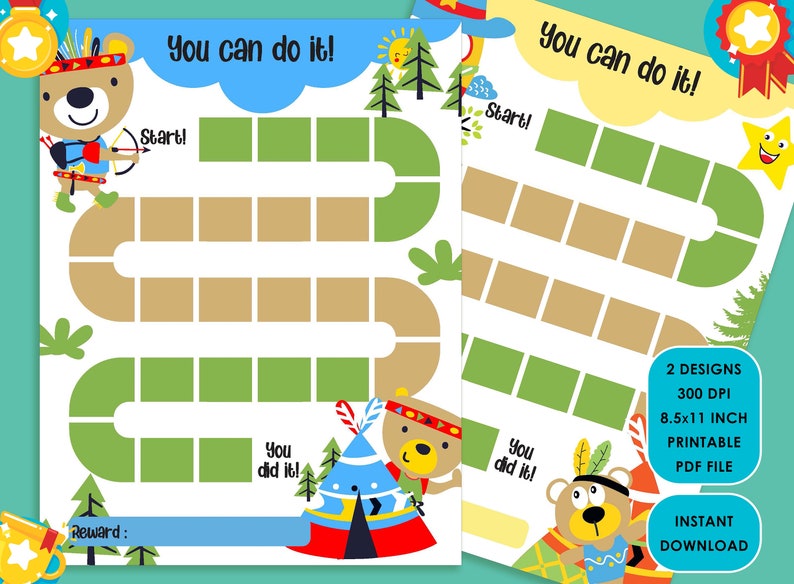 Printable Camping Animals Reward Chart for Kids, a Way of Guiding ...