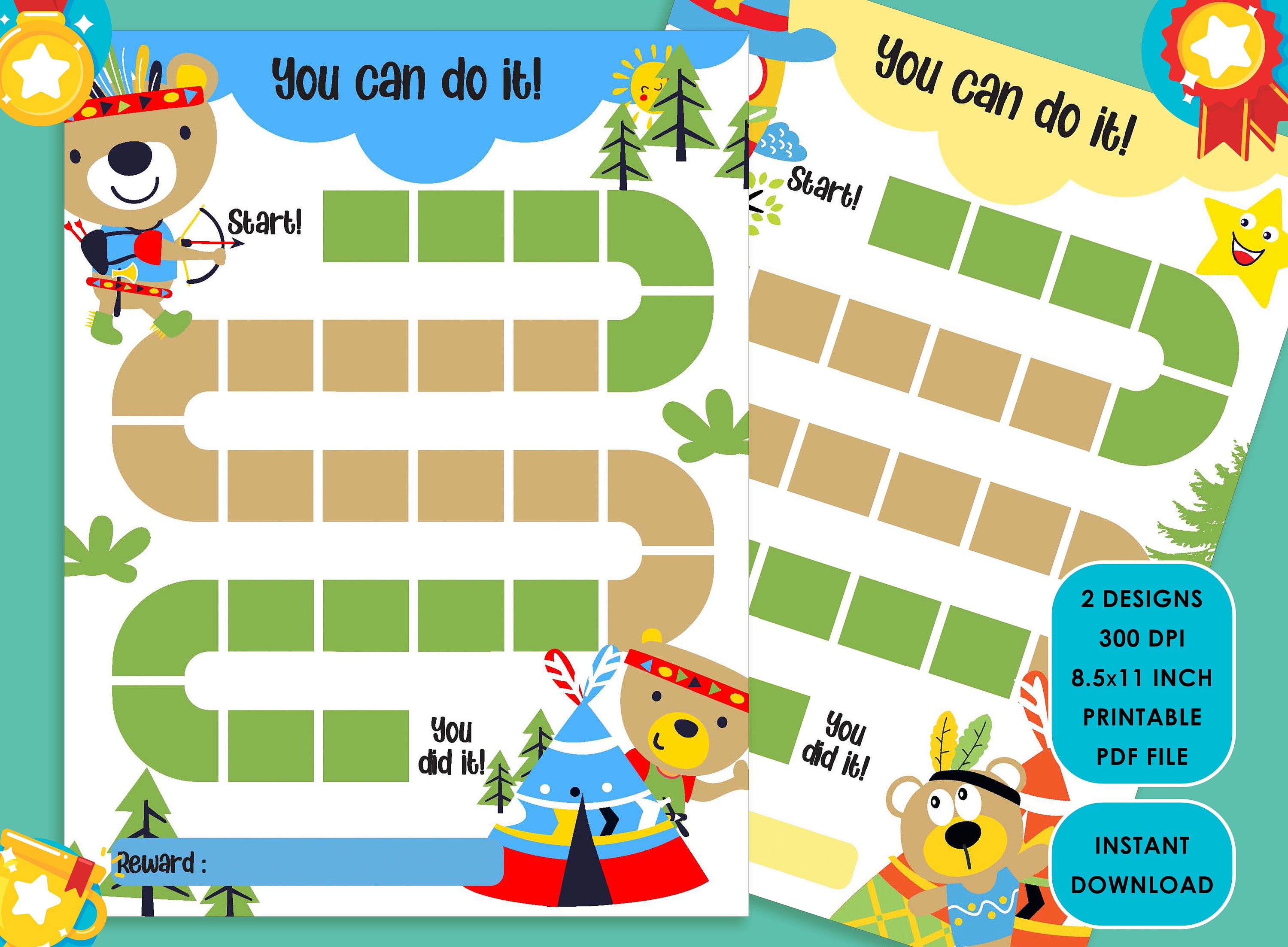 Printable Camping Animals Reward Chart for Kids: Encourage Positive ...