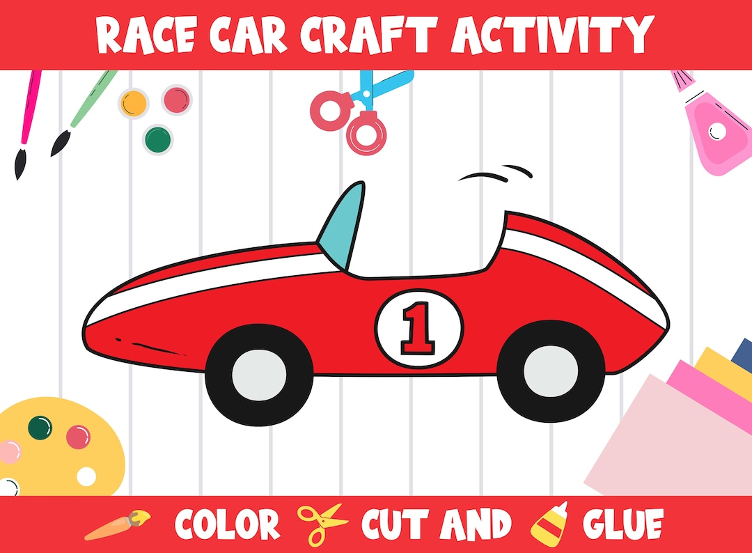 Race Car Craft Activity Color, Cut, and Glue for Prek to 2nd Grade, PDF ...
