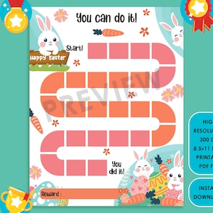 Printable Easter Bunny Reward Chart for Kids, Fun Easter Egg Hunt Chore ...