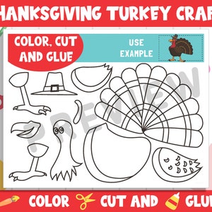 Thanksgiving Turkey Craft Activity - Color, Cut, and Glue for Prek to ...