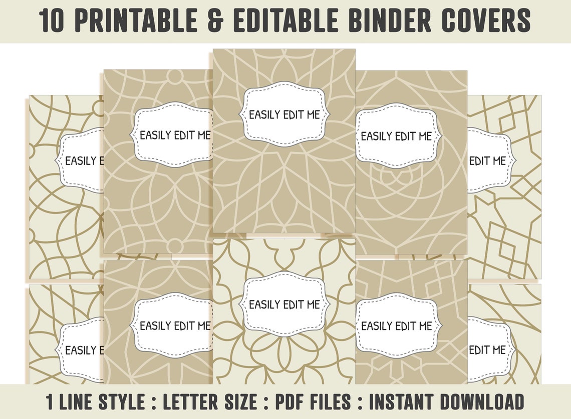 Binder Cover Printable Editable 10 Binder CoversSpines | Etsy