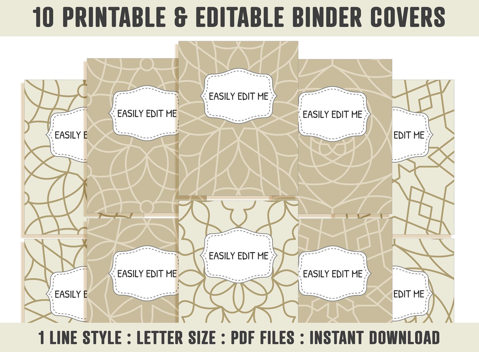 Binder Cover Printable Editable, 10 Binder Coversspines, Binder Inserts ...