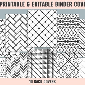 Black and White Backgrounds Binder Cover, 10 Printable & Editable ...