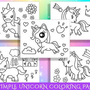 Simple Unicorn Coloring Pages: 25 Fun Activity Sheets for Preschool and ...