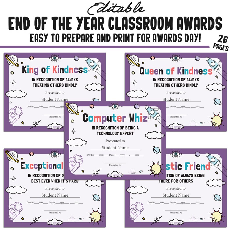 Editable Unique Class Superlatives, Fun Classroom Awards for the End of ...