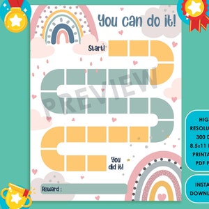 Printable Colorful Rainbow Reward Chart for Kids, Encouraging Positive ...