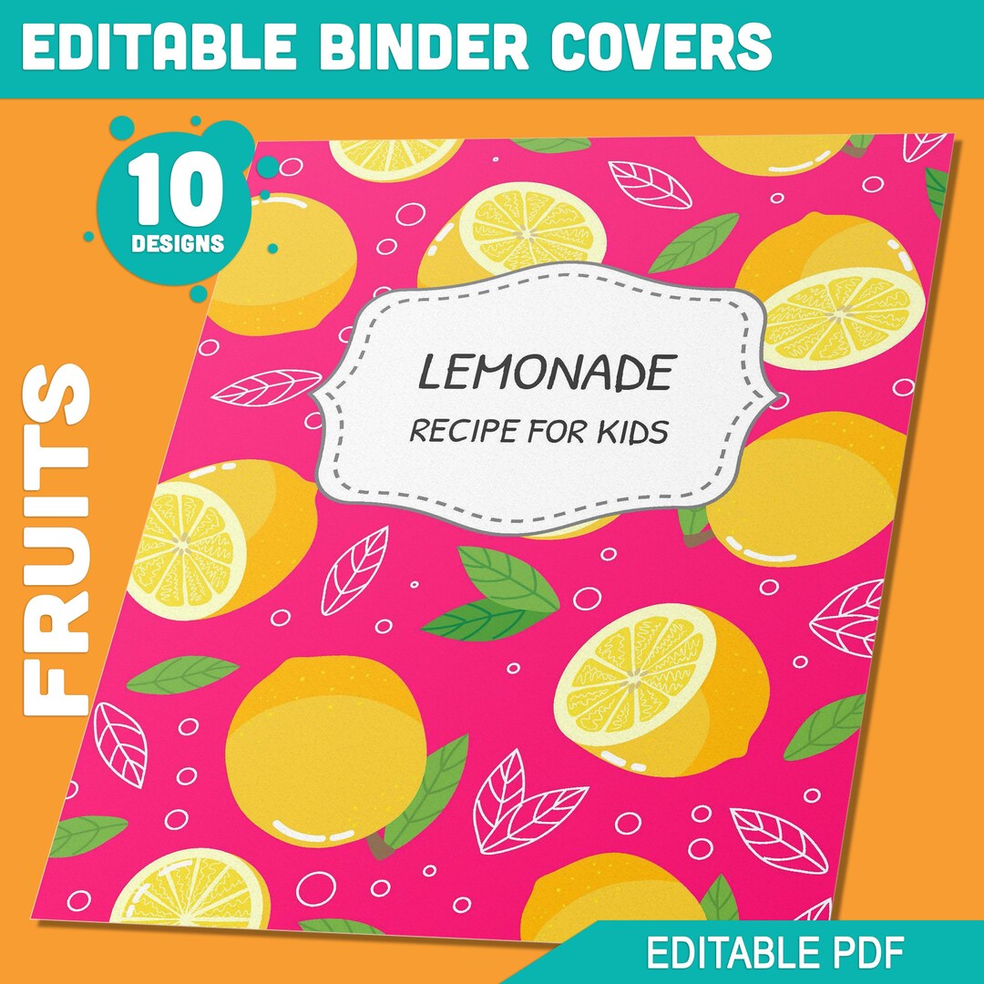Summer Fruits and Berries Binder Cover, 10 Printable & Editable Covers ...