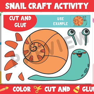 Cute Snail Craft Activity - Color, Cut, and Glue for Prek to 2nd Grade ...