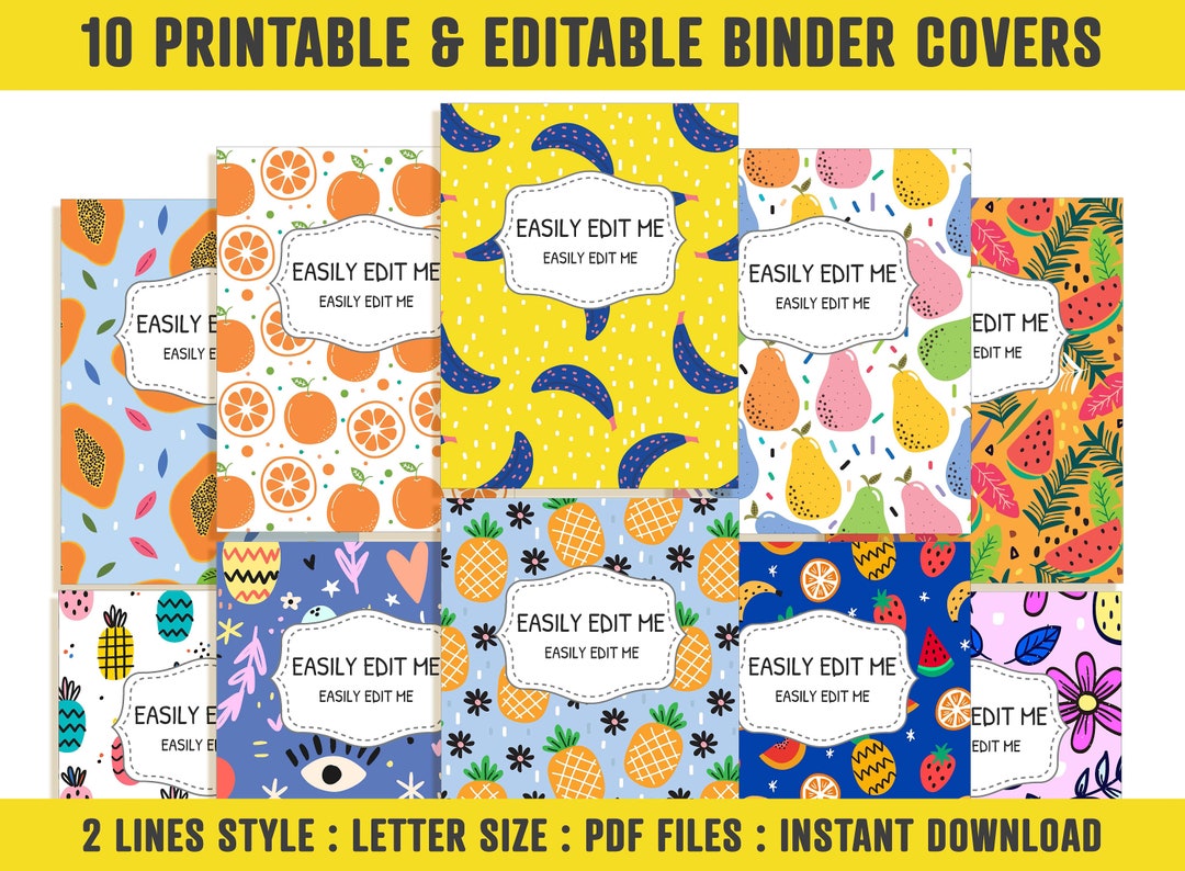 Summer Binder Cover, 10 Printable & Editable Coversspines, Binder ...