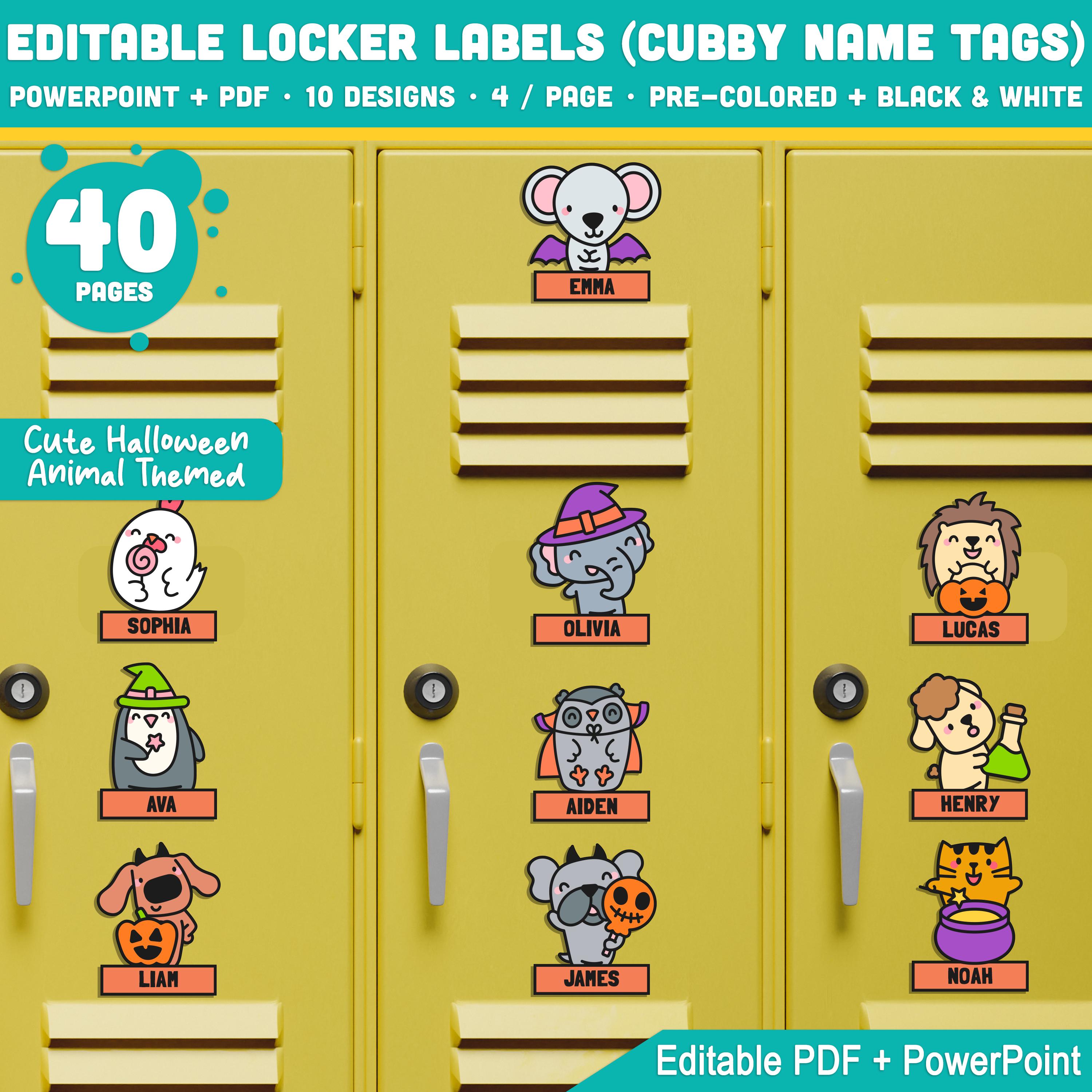 Editable Locker Labels (cubby Name Tags), Cute Halloween Animal Themed ...
