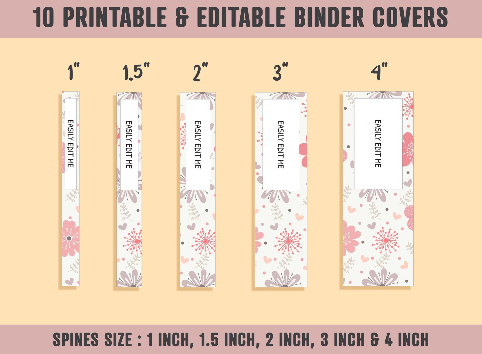 Binder Cover Sheet 10 Printable & Editable Binder - Etsy