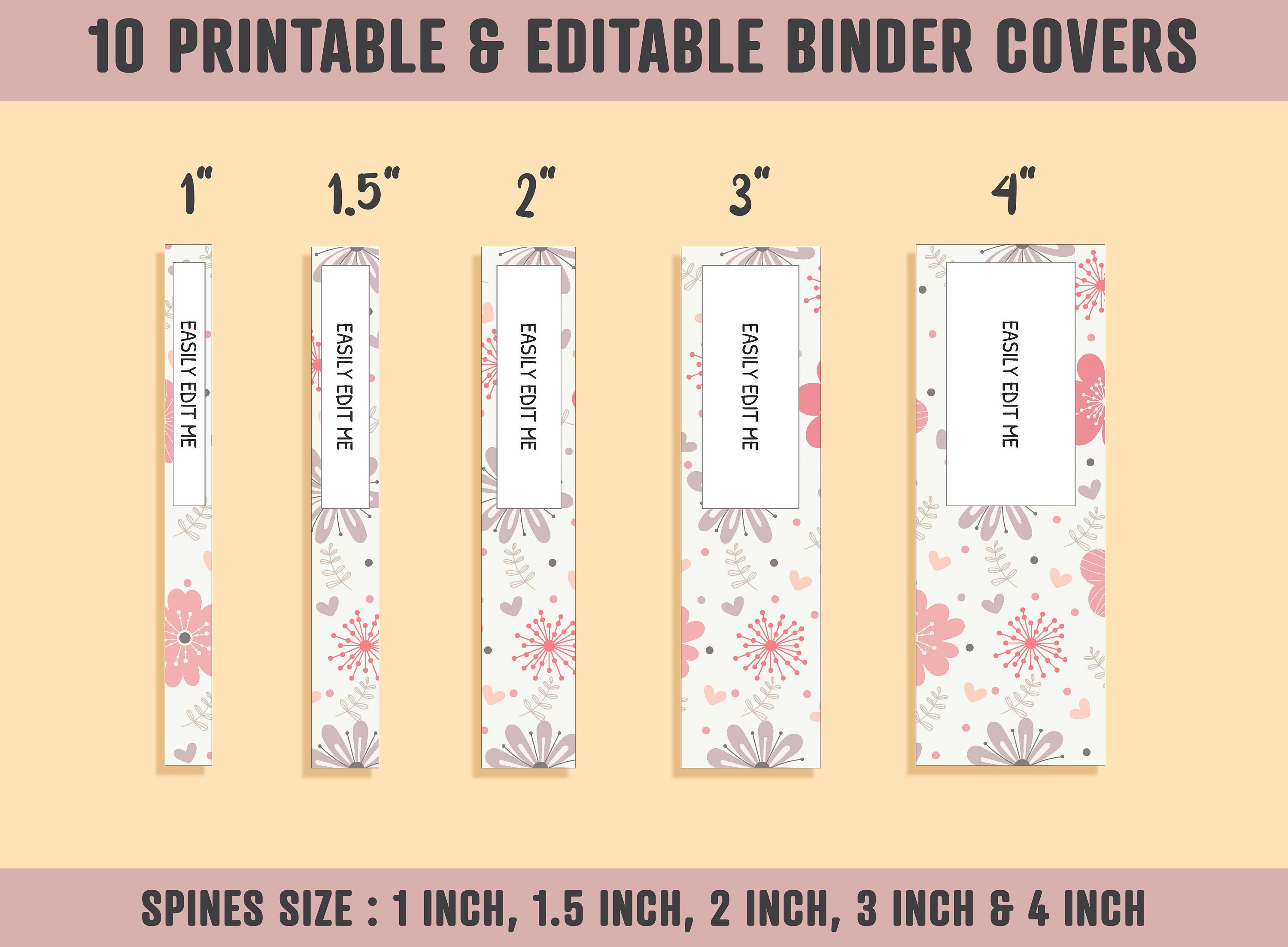 Binder Cover Sheet 10 Printable & Editable Binder - Etsy