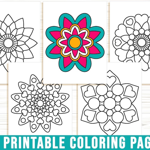 Fun Printable Easy Mandala 40 Pages of Coloring for Kids | Etsy