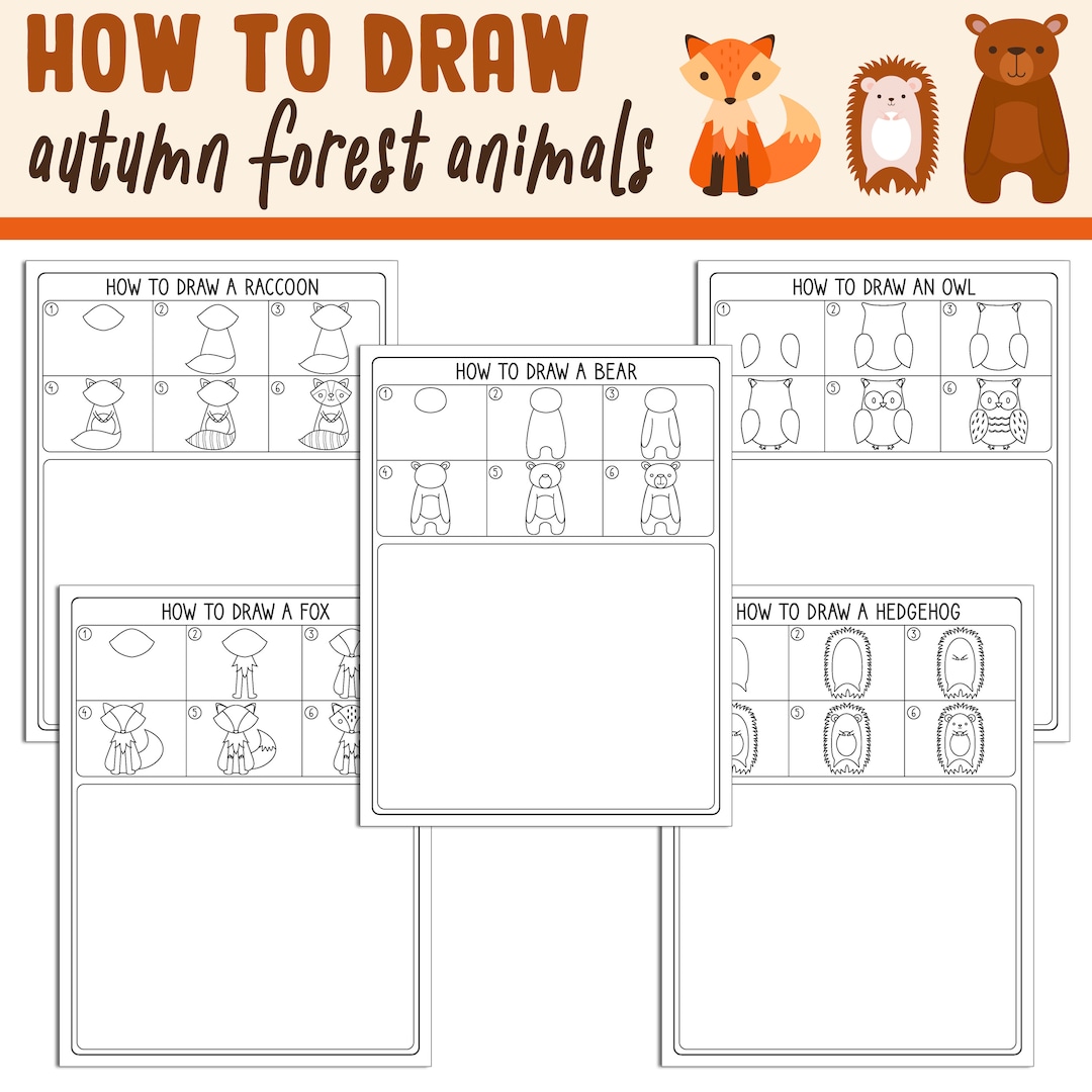 Learn How to Draw Autumn Forest Animals: Directed Drawing Step by Step ...