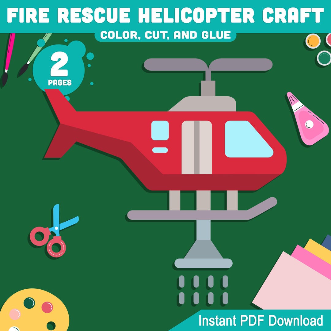 Fire Rescue Helicopter Craft: Engaging DIY Color, Cut, and Glue ...