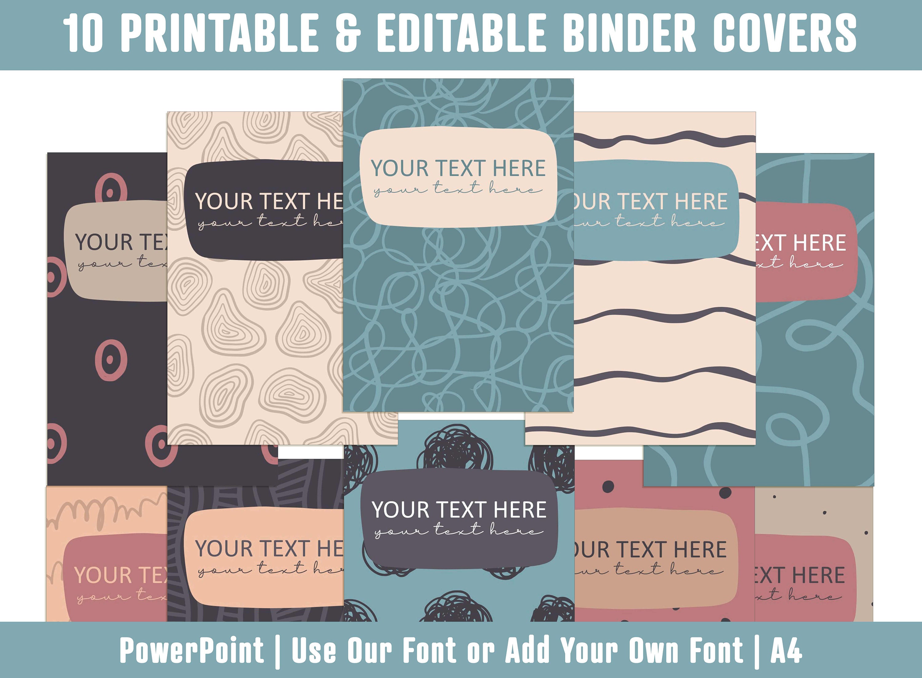 Powerpoint Binder Cover Templates, 10 Printable/editable Abstract ...