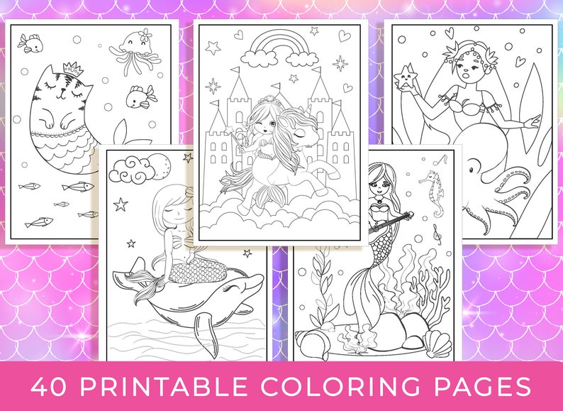 Mermaid Coloring Pages 40 Printable Mermaid Coloring Pages for Girls ...