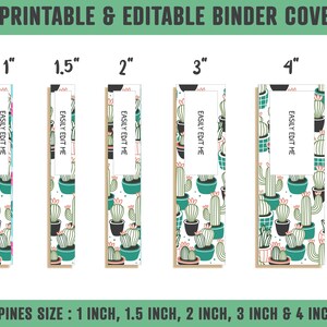 Cactus Binder Cover, 10 Printable/editable Covers+spines, Binder Insert ...