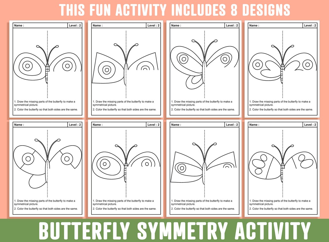 Butterfly Symmetry Activity, Butterflies Line of Symmetry Activity, 24 ...