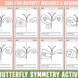 Butterfly Symmetry Activity, Butterflies Line of Symmetry Activity, 24 ...