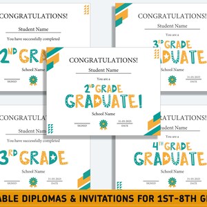 Editable First Grade, Second Grade Diploma Certificate of Completion ...