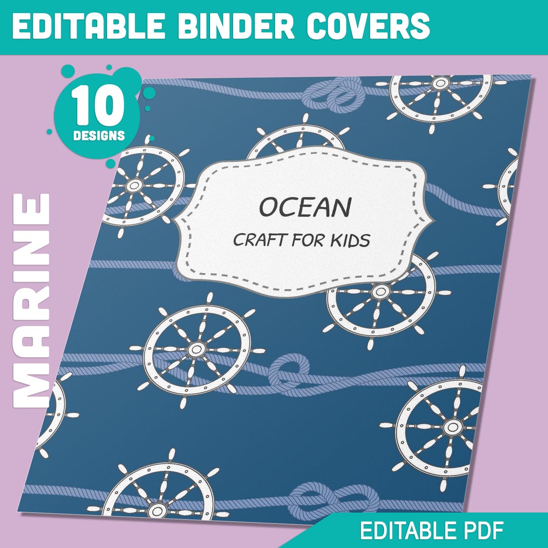 Marine Binder Cover, 10 Printable & Editable Binder Covers + Spines ...