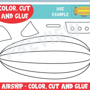 Airship Craft Activity - Color, Cut, and Glue for Prek to 2nd Grade ...