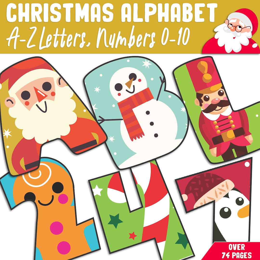 Christmas Alphabet, Winter Bulletin Board Letters A-Z, Numbers 0-10, 1 ...