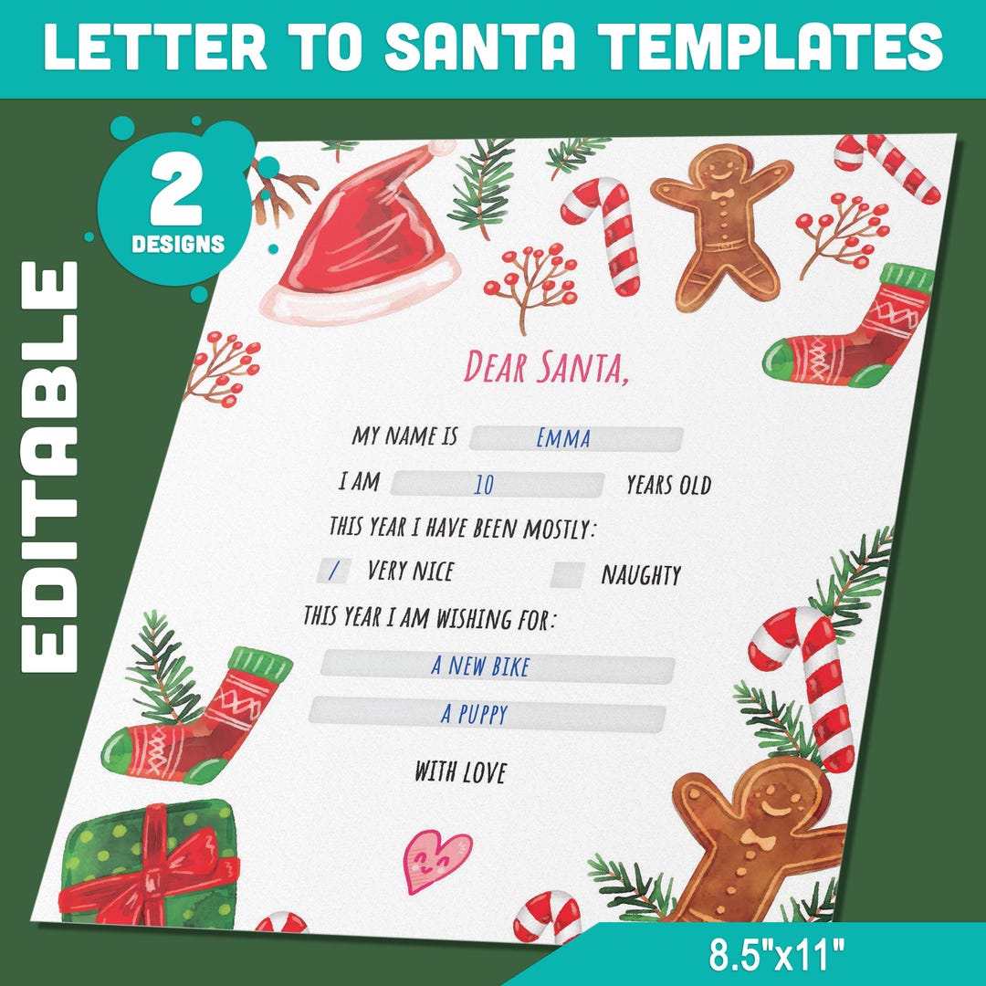 Whimsical Wishes: Fillable & Blank Letter to Santa Prints - Capture ...