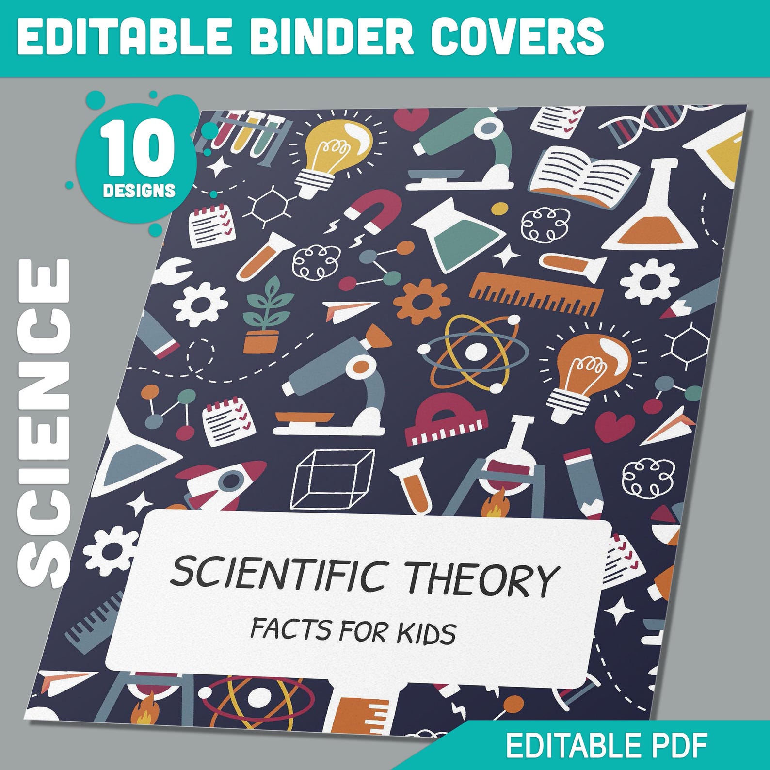 Science Binder Cover, 10 Printable & Editable Coversspines, Binder ...