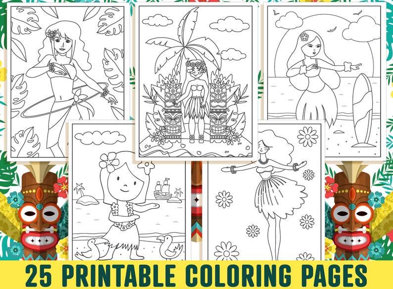 Island Girl Coloring Pages: 25 Printable Designs for Kids, Girls With ...