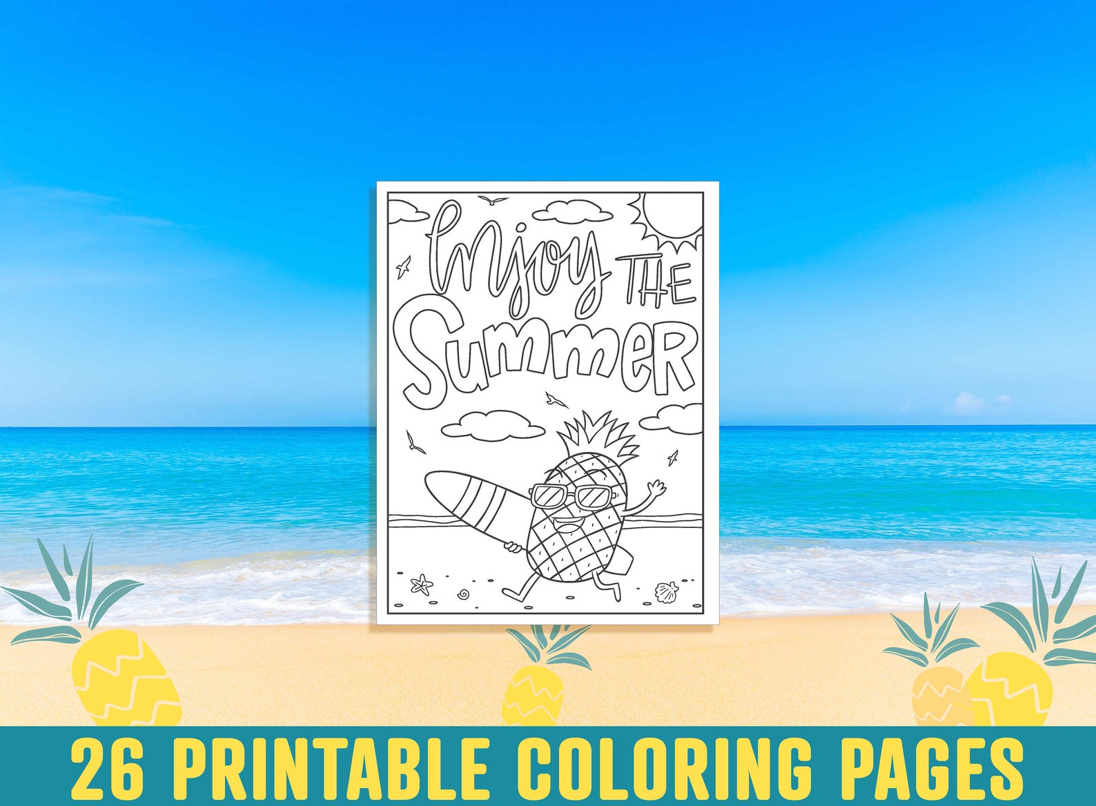 Summer Coloring Pages 26 Printable Summer Holiday Coloring - Etsy