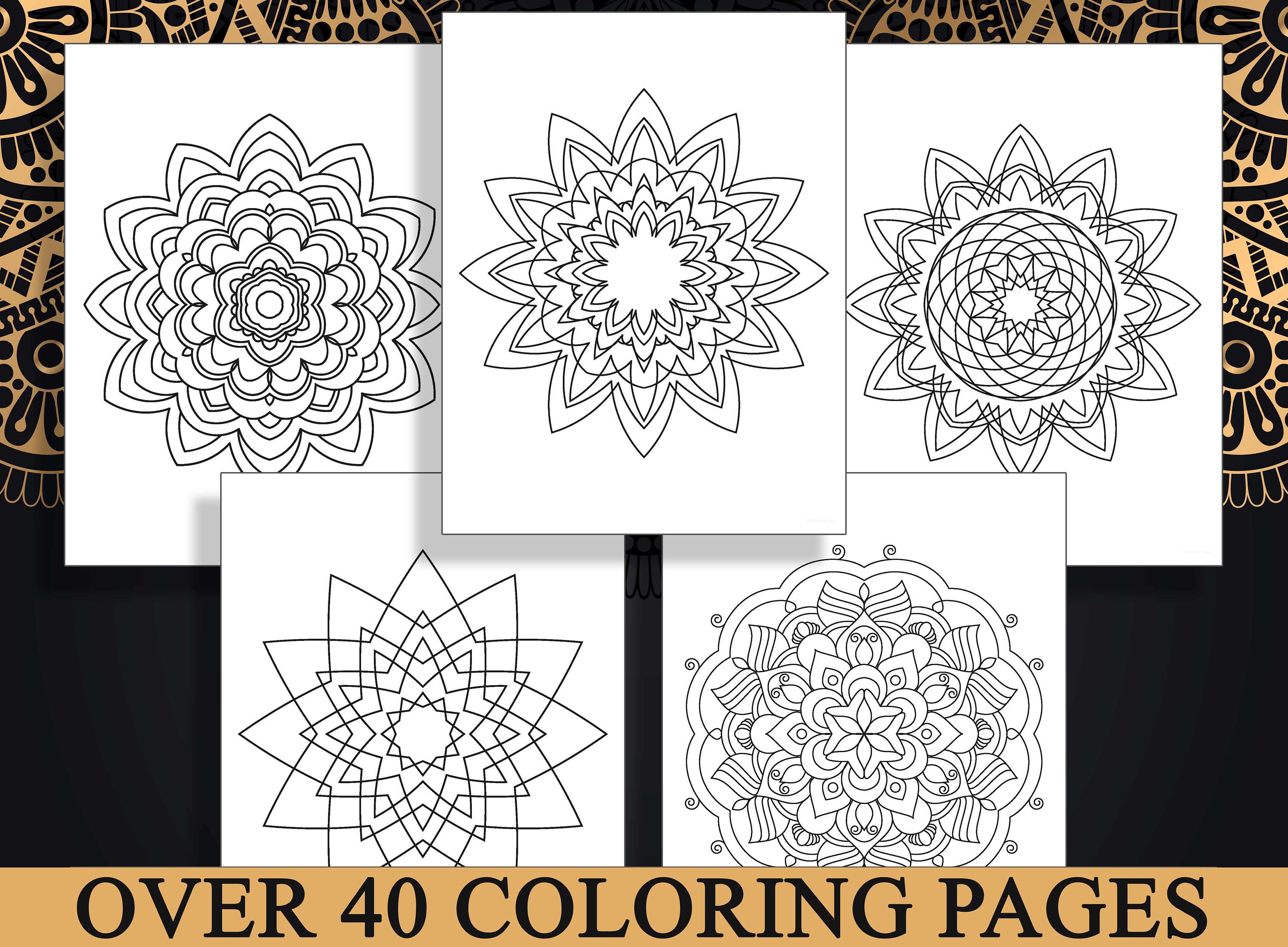 Mandala Coloring Pages: 40 Printable Coloring Book Designs for Adults ...