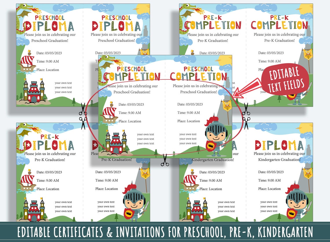 37 Editable Pages of Knight and Dragon-themed Diplomas, Certificates ...